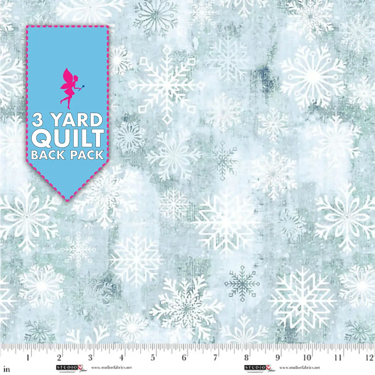 Snowburst Breeze Snowflake Toss 108" Wide 3 Yard Quilt Fabric Back Pac ...